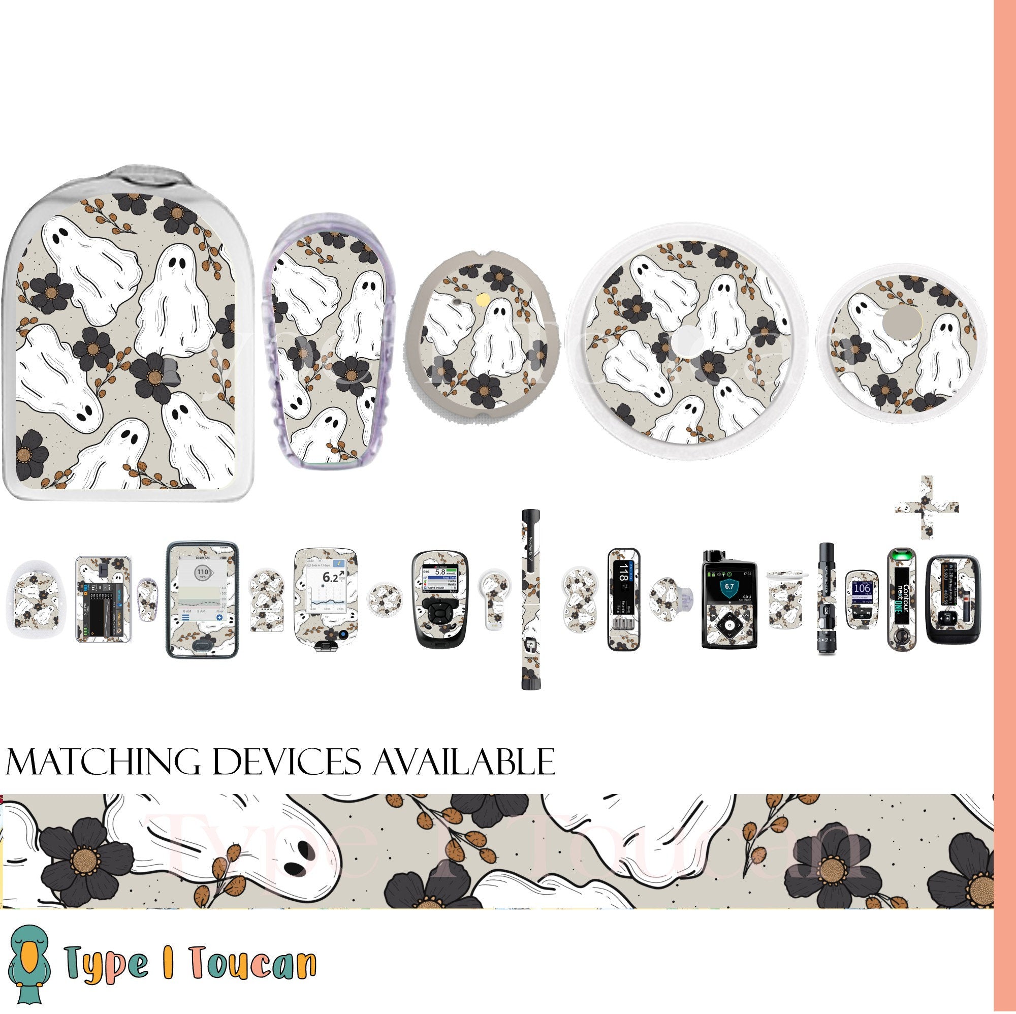 Floral Ghosts|Device Stickers – Type 1 Toucan